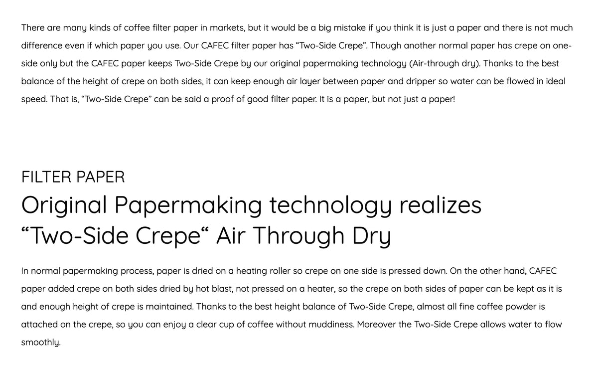 Cafec Abaca trapezoid paper filter for 1-2 cups – Zelie Beans Coffee